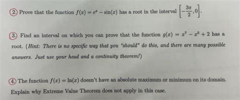 solved 2 prove that the function f x ex−sin x has a