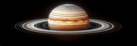 Colorful Representation Of Jupiter With Distinct Bands And Rings Dark Cosmic Backdrop