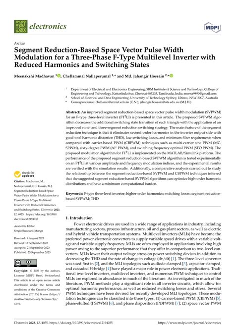 pdf segment reduction based space vector pulse width modulation for a