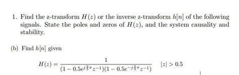 Solved Find The Z Transform H Z Or The Inverse Chegg