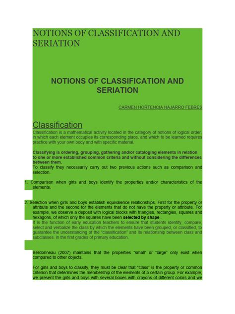 Notions Of Classification And Seriation Pdf Pattern Learning