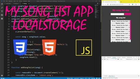 Javascript My Song List App Localstorage Youtube