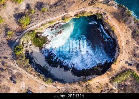 Aerial View Of The Rugged Coastline Of Nusa Lembongan Around The Devil