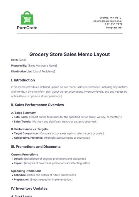 Free Grocery Store Sales Memo Layout Template To Edit Online