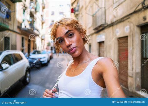 Sexy Shemale Woman Posing And Doing Selfie Stock Photography Cartoondealer Com