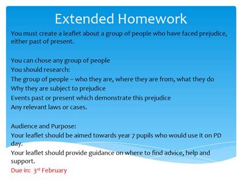 Extended Homework 8y1 Leaflet Pdf
