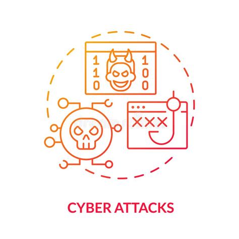 Cyber Attacks Red Gradient Concept Icon Stock Vector Illustration Of Line Malware 270048873