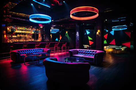 Interior Of A Night Club With Neon Lights Nightlife Concept Colorful