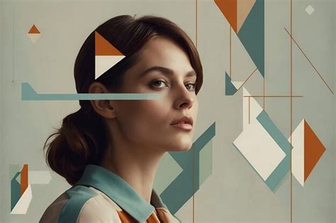 Premium Photo Trendy Abstract Illustration Of Woman In Vintage Minimalistic Geometry Elements