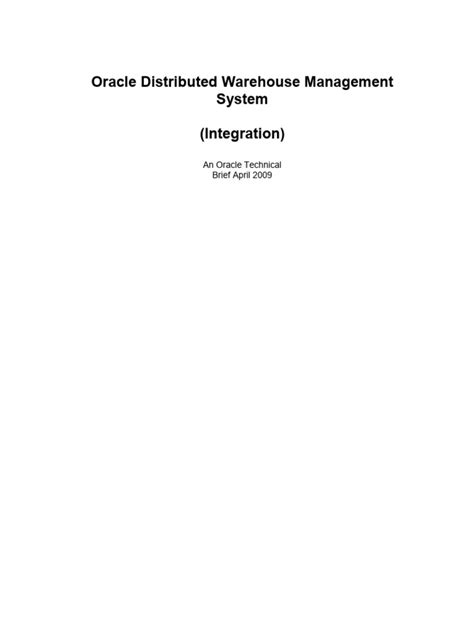 Distributed Wms Integrations Technical Brief Pdf Database Schema