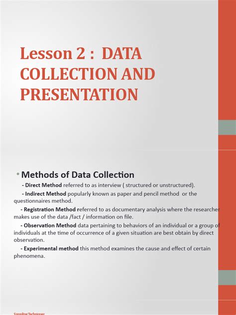 Lesson 2 Data Collection Power Point Pdf Sampling Statistics