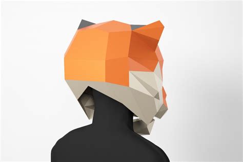 Máscara De Tigre Low Poly 3d Mask Diy Paper Craft Mask Tiger