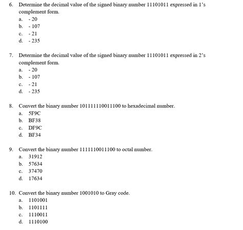 Solved A 6 Determine The Decimal Value Of The Signed
