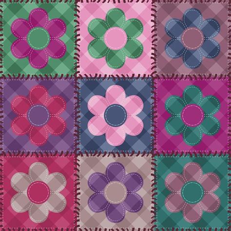 Premium Vector Patchwork Background With Flowers And Buttons