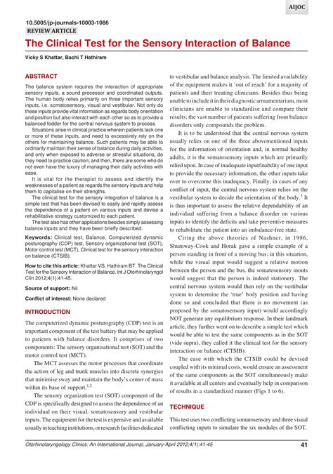 Pdf The Clinical Test For The Sensory Interaction Of Balance