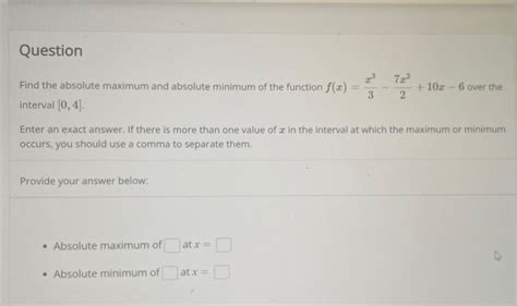 Solved QuestionFind The Absolute Maximum And Absolute Chegg