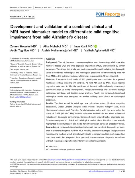 Pdf Development And Validation Of A Combined Clinical And Mri‐based
