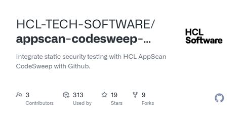 Github Hcl Tech Softwareappscan Codesweep Action Integrate Static
