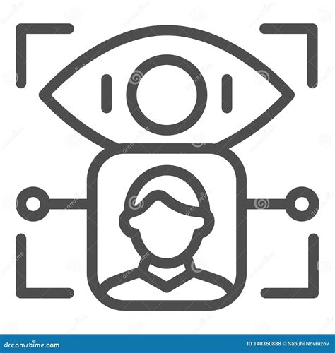 Person Retina Recognition Line Icon User Eye Identification Vector Illustration Isolated On