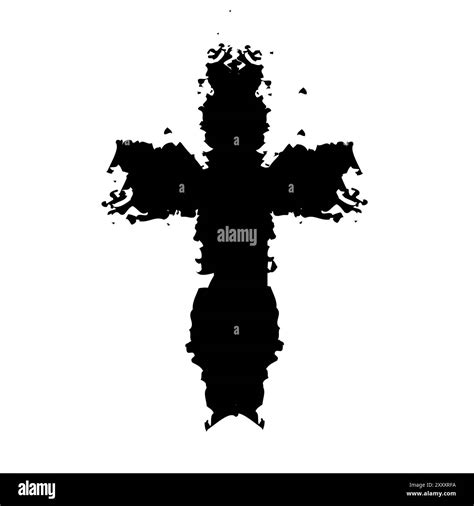 Abstract Cross Symbol Ink Blot Pattern Black Silhouette Art
