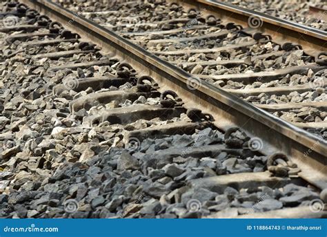 Double Track Rail It Is A Standard Railway Track Stock Image Image Of Fall Color 118864743