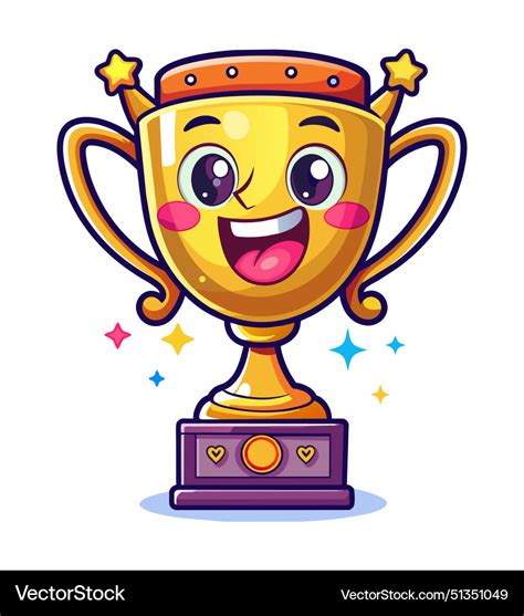 A Joyful Cartoon Trophy On White Background Vector Image