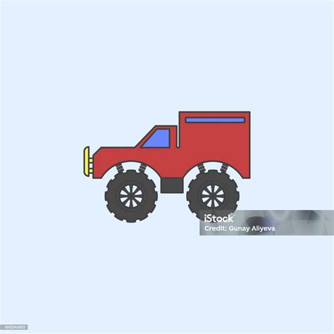 빅 풋 차 필드 개요 아이콘입니다 괴물 트럭의 요소 모바일 개념 및 웹 애플 리 케이 션에 대 한 아이콘을 표시 합니다 필드 개요 빅 풋 자동차 아이콘은 웹 및 모바일에 대