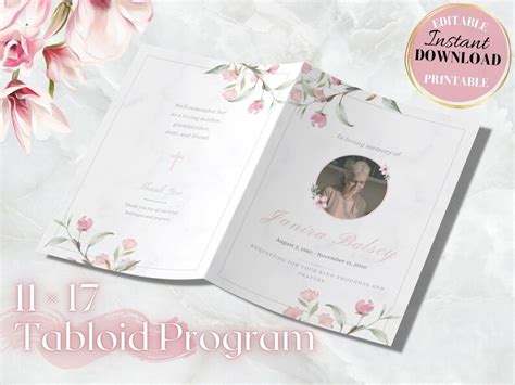Tabloid Funeral Program Template 8 Page Funeral Program Template 11x17