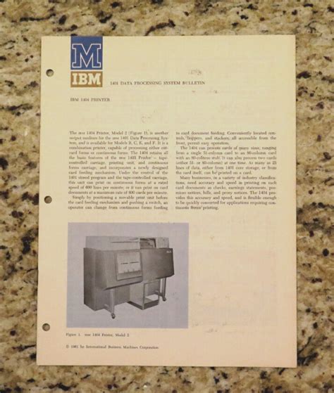Vintage IBM Data Processing System Bulletin Printer Dated For Sale Knoppix Net
