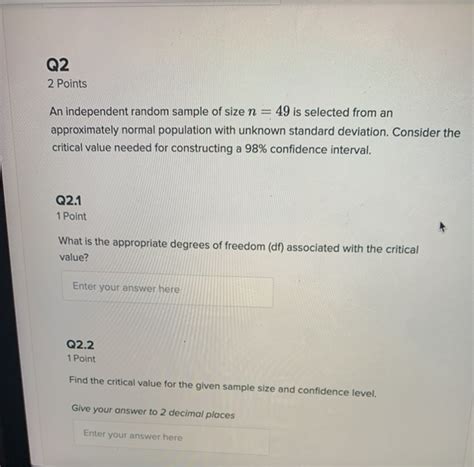 solved q2 2 points an independent random sample of size n