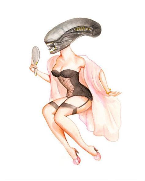 Alien Pinup X Prints Etsy Nude Artwork Angel Artwork Pin Up