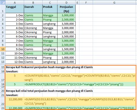 Rumus Excel Sumproduct Satu Fungsi Multi Guna