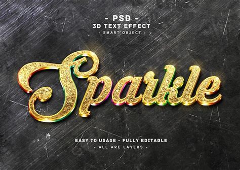 Premium Psd Sparkle 3d Colors Golden Text Effect