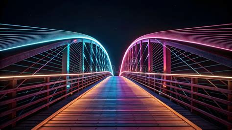 Data Transparency And Trust Neon Lit Bridge At Night Symbolizes Data Transparency And Trust In