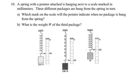 Solved 10 A Spring With A Pointer Attached Is Hanging Next