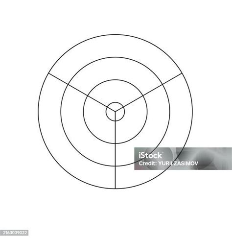 Polar Grid Concentric Circles And Steps Blank Vector Polar Graph Paper