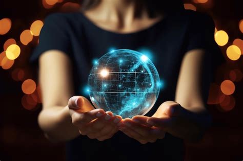 Premium Photo A Shot Of Close Up Of Businesswoman Holding Global Network Hologram In Her Hands