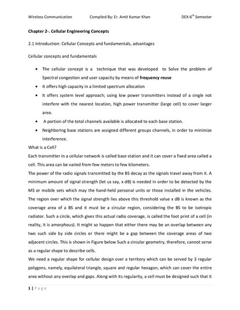 Cellular System Engineering Docsity