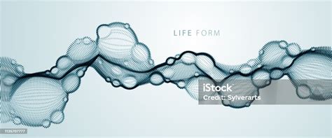 추상적인 벡터 생물학적 유체 점선 수평 벡터 입자 흐름 모양 나노 의료 기술 미생물학 공상 과학 소설 테마 그림입니다 물집에 대한 스톡 벡터 아트 및 기타 이미지 Istock