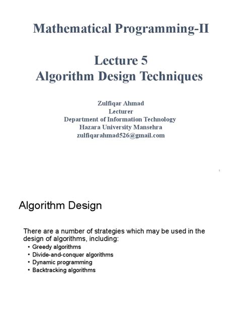 mathematical programming ii algorithm design techniques pdf