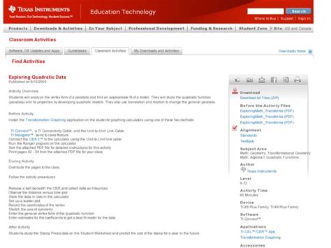 Exploring Quadratic Data Transformation Graphing Lesson Plan For 9th 12th Grade Lesson Planet