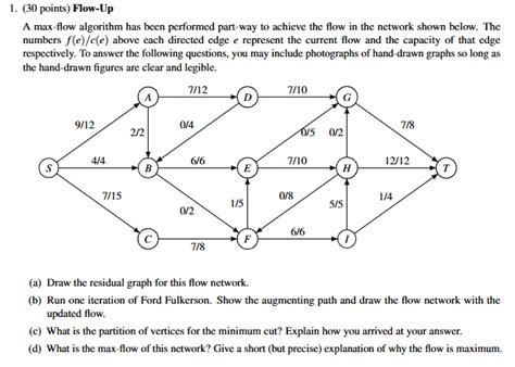 Solved 30 ﻿points ﻿flow Up A Max Flow Algorithm Has Been