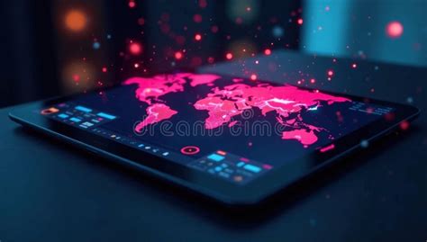 Digital Tablet Displaying Encrypted Data Connected To Global Network