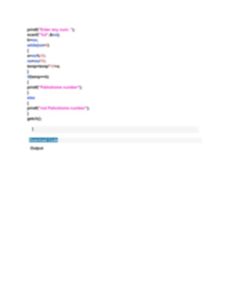 SOLUTION Palindrome Number Program In C Studypool