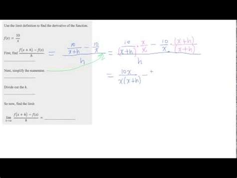 Derivatives - Using the Limit Definition on a Rational Function (the common denominator method ...