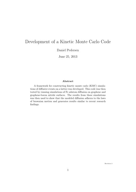 pdf development of a kinetic monte carlo code