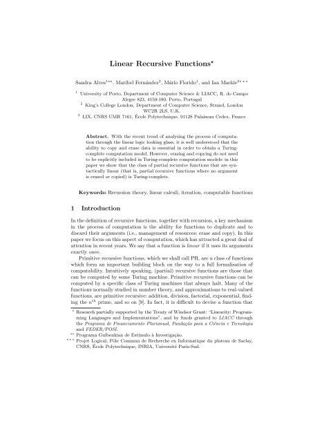 Linear Recursive Functions