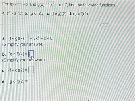 solved for f x 1−x and g x 2x2 x 7 find the following