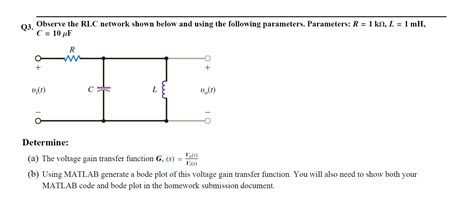 Solved Q3 Observe The RLC Network Shown Below And Using The Chegg Com