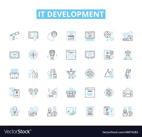It Development Linear Icons Set Coding Royalty Free Vector